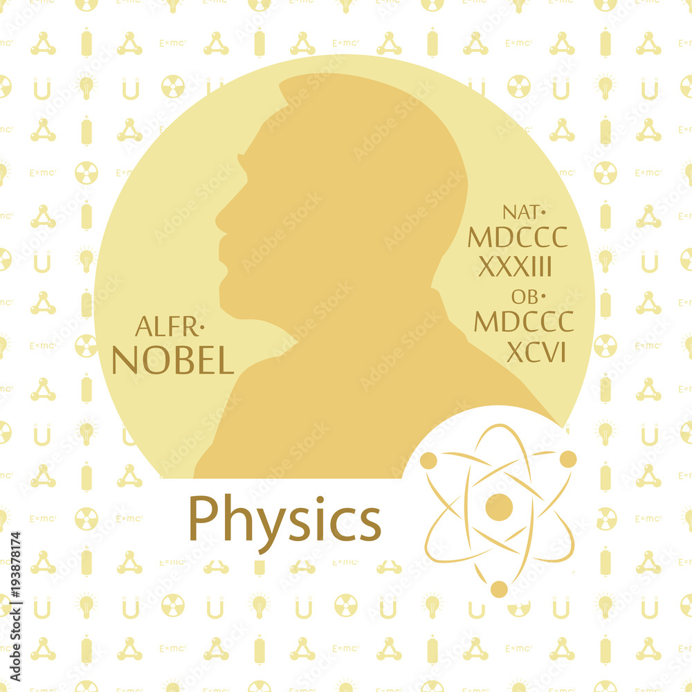 Stylized Nobel medal. Silhouette of Nobel in a flat style. Seamless ...