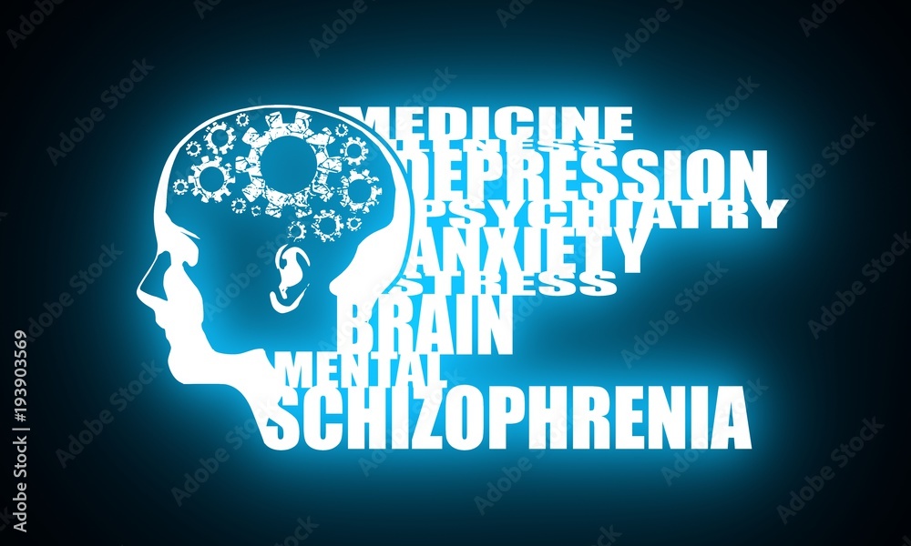 Abstract illustration of a human head. Woman face silhouette. Medical ...