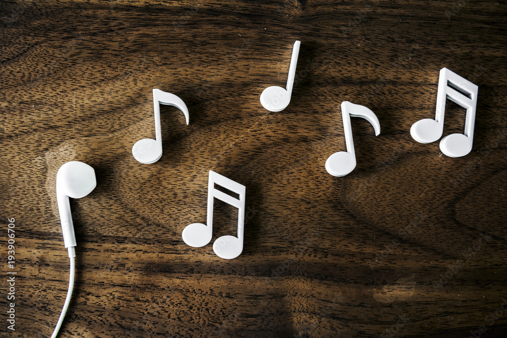 Music notes on wooden Stock Photo | Adobe Stock