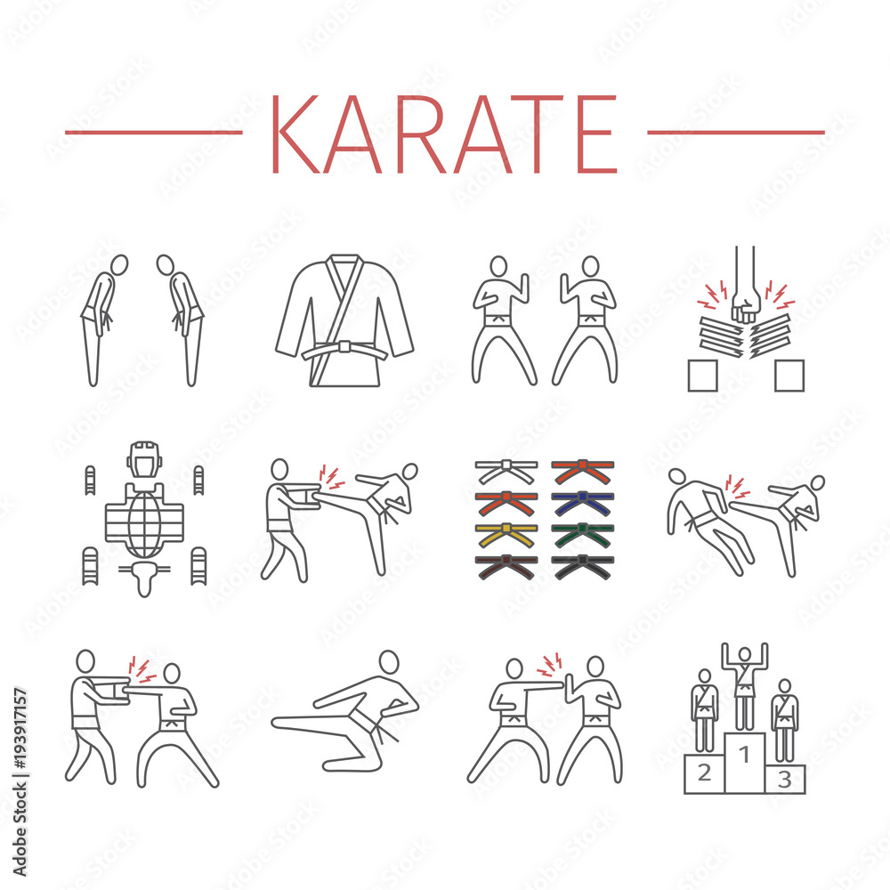 Karate line icons set. Vector sports signs. Stock Vector | Adobe Stock