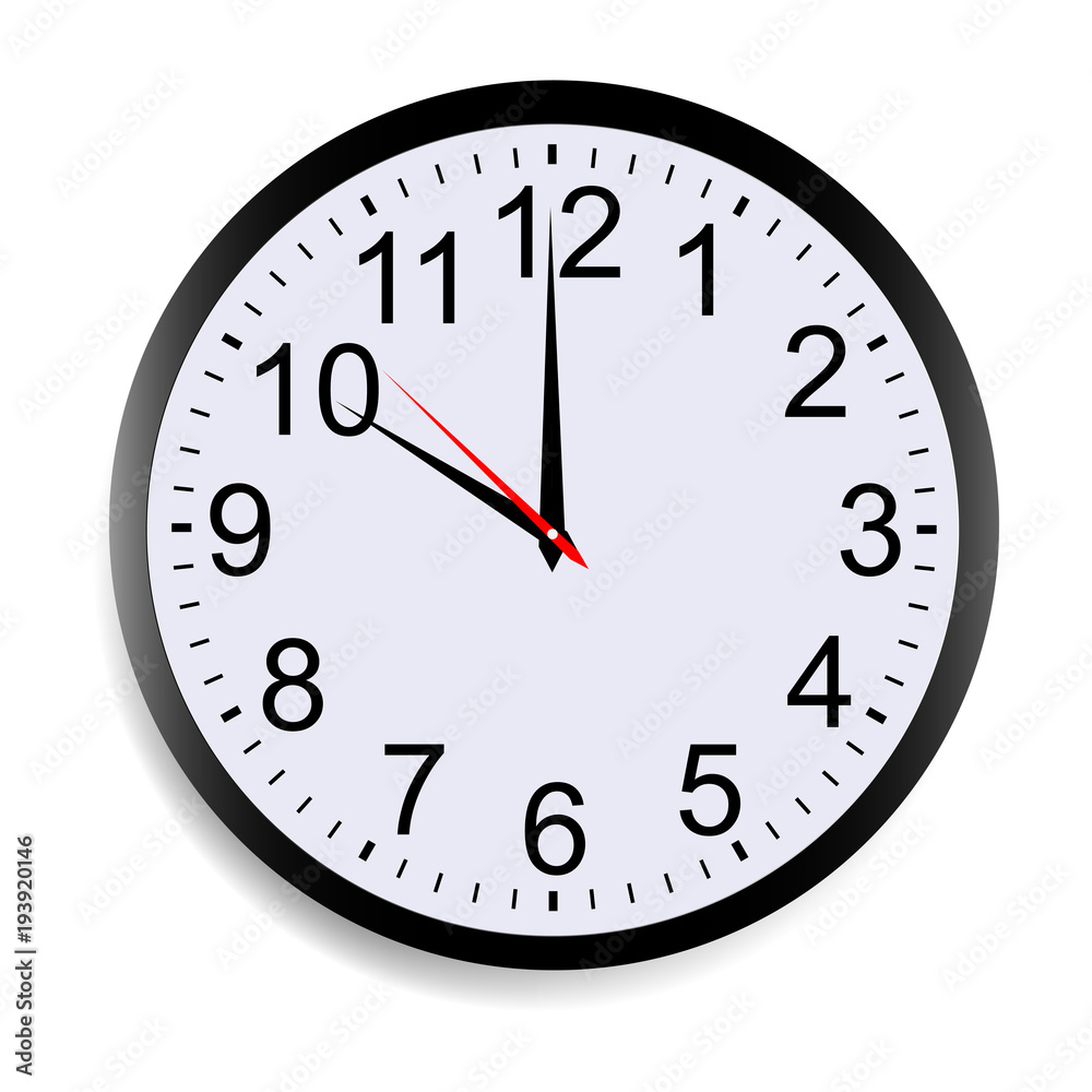Round Clock Face Showing Ten O clock Isolated On White Background 