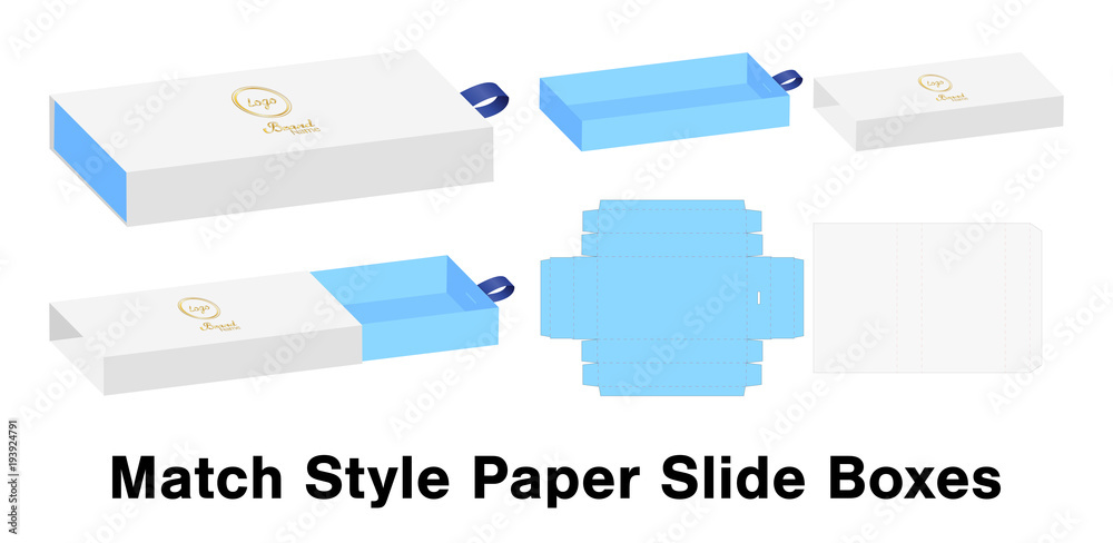 Slide box die cut mock up template vector. Stock Vector | Adobe Stock