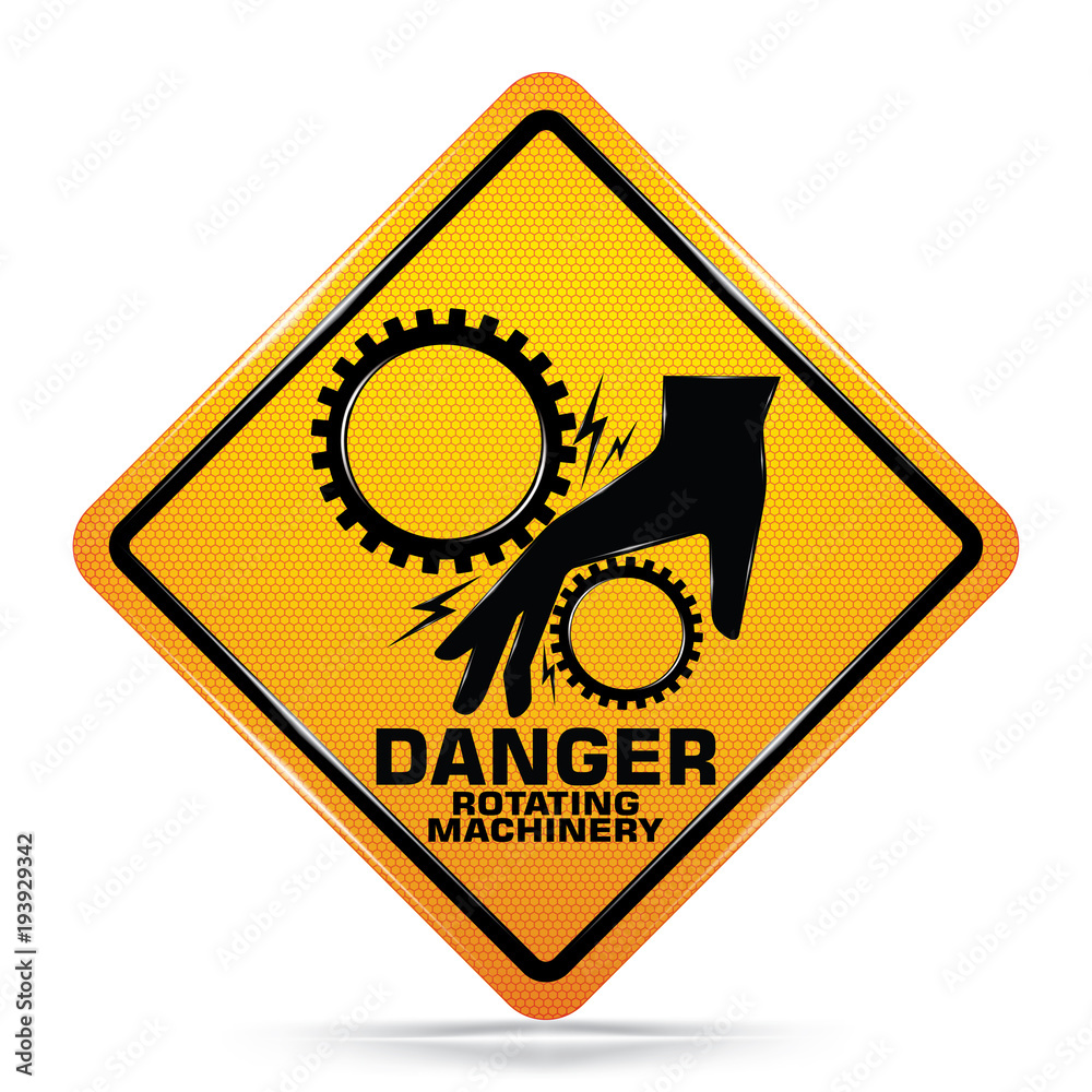 International Danger Rotating Machinery symbol, Yellow Warning ...
