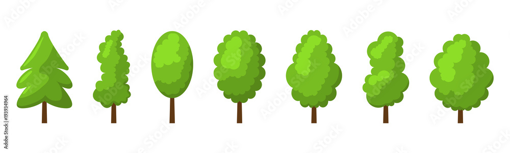 Cartoon summer tree set Stock Vector | Adobe Stock