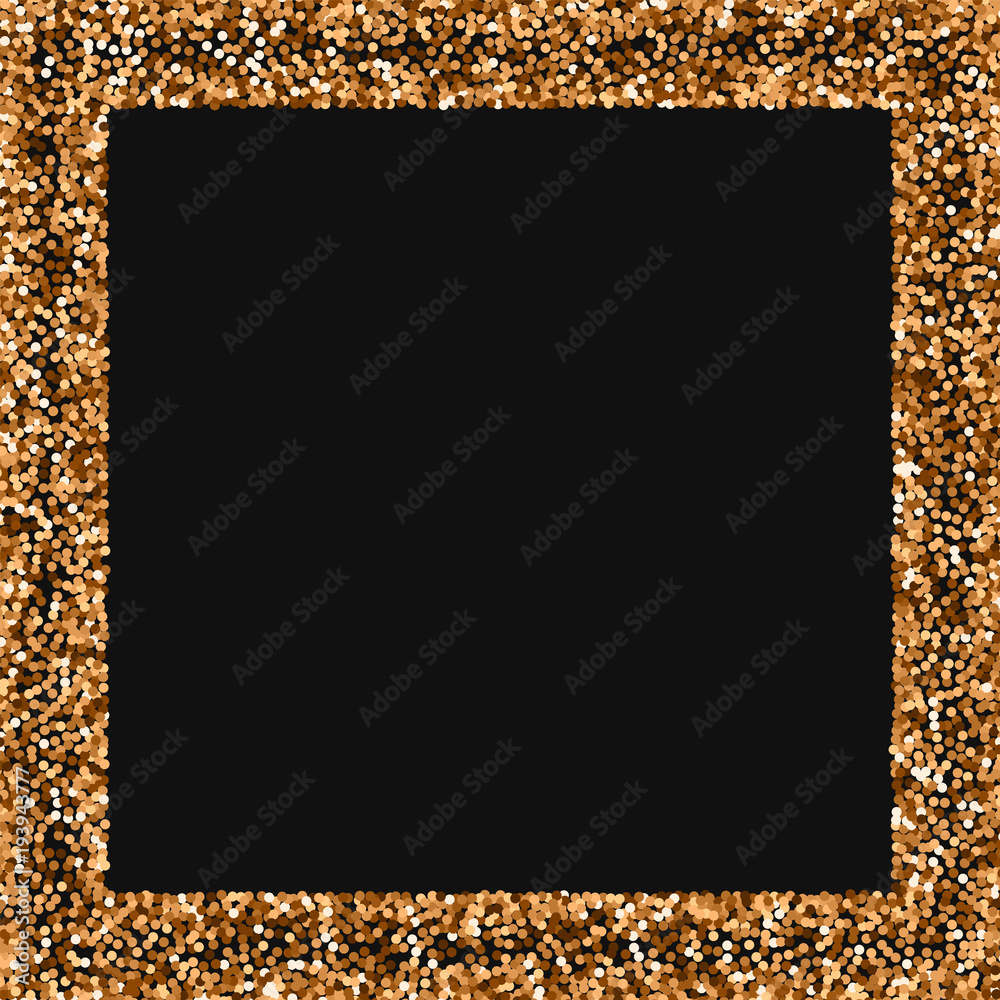Red round gold glitter. Square scattered border with red round gold ...