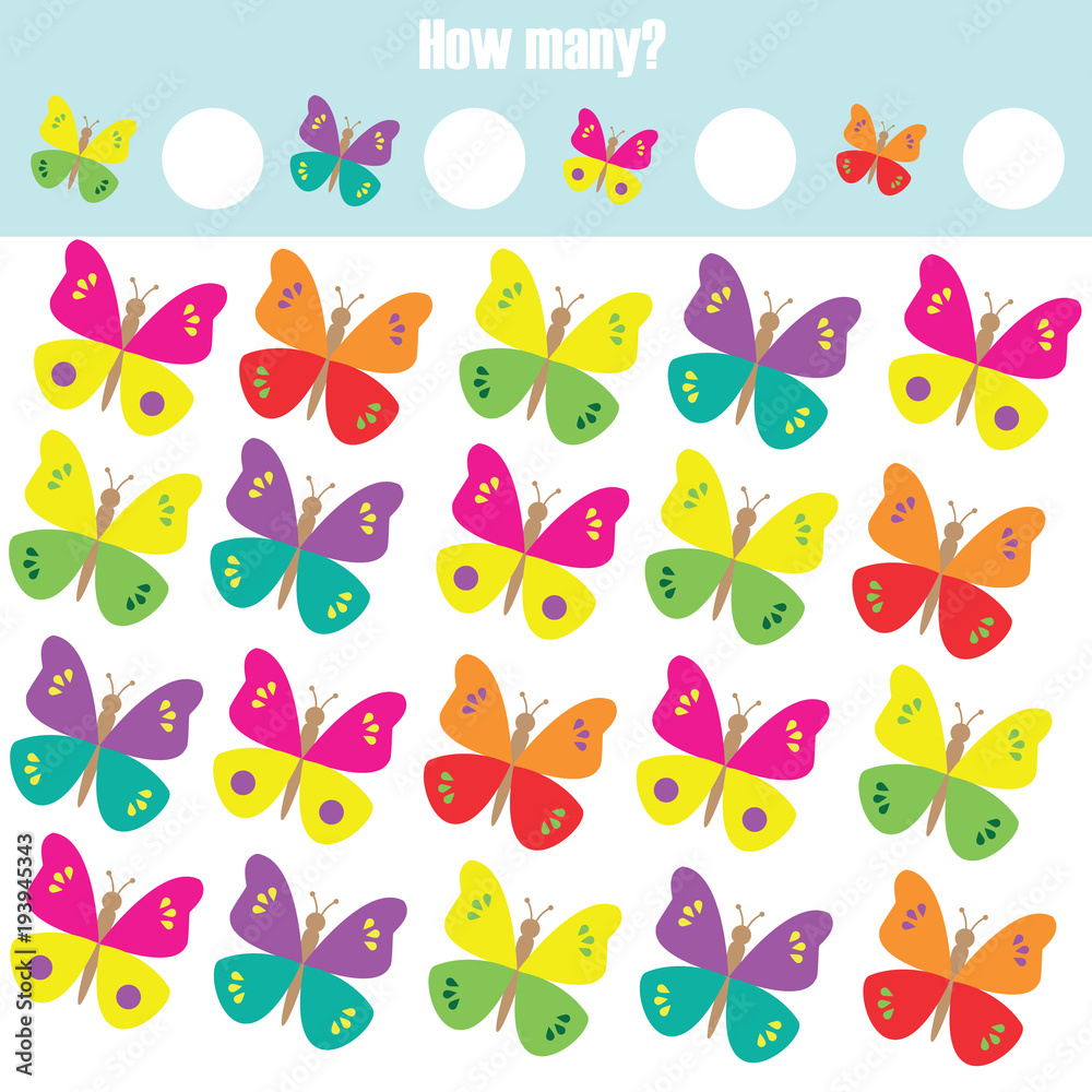 Counting educational children game, math kids activity. How many ...