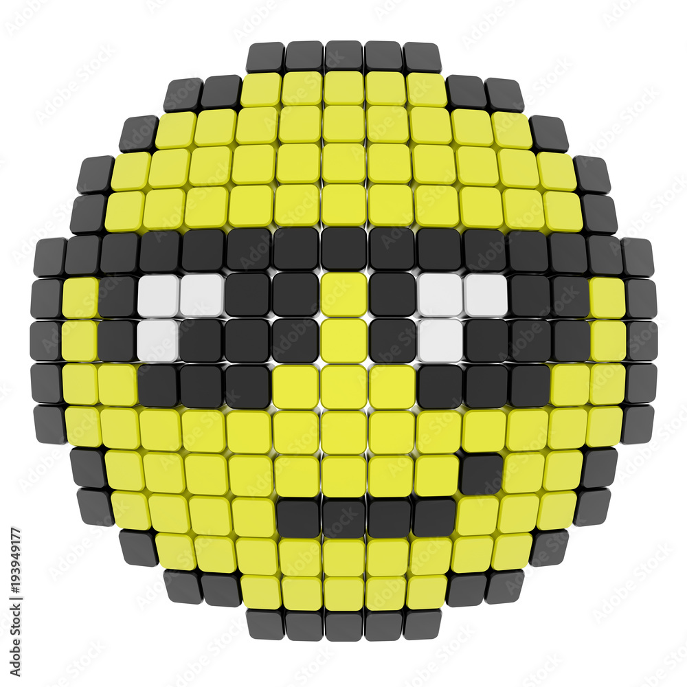 Smiley pixel art style 3d render Stock Illustration | Adobe Stock