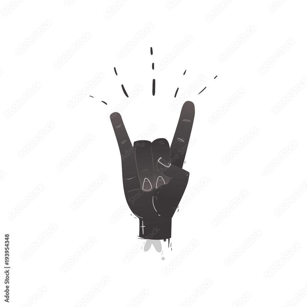 Vector flat hand showing rock and roll sign gesture by fingers. Heavy ...