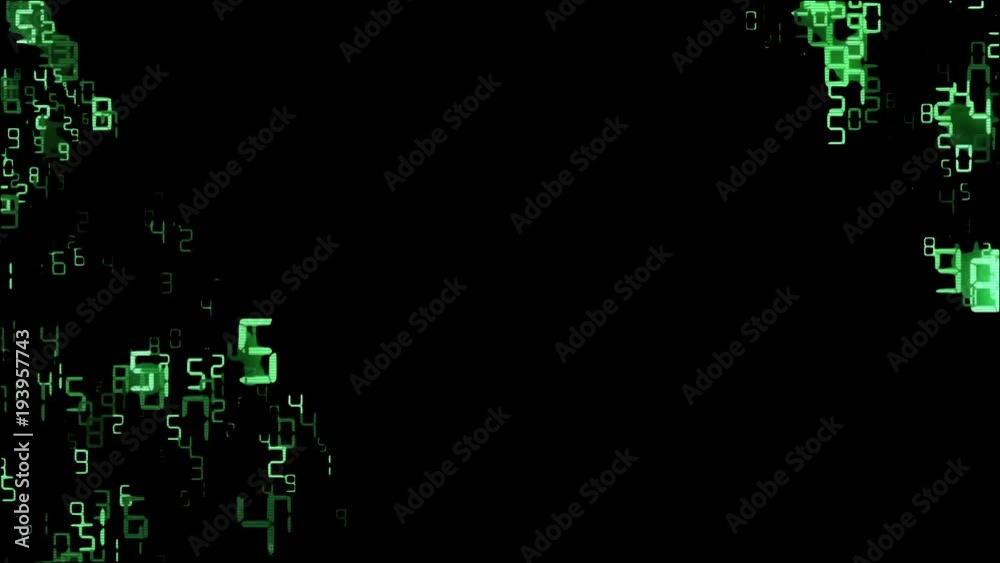 green numbers on a black background. green holographic series. numbers ...