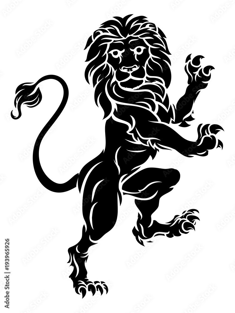 Lion Standing Rampant Heraldic Coat of Arms Crest Stock Vector | Adobe ...