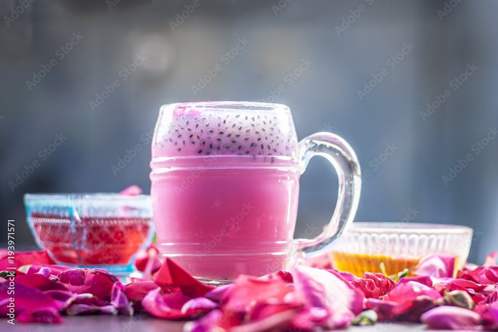 Indian/Asian popular summer drink i.e. Gulab Shake or Rose shake ...