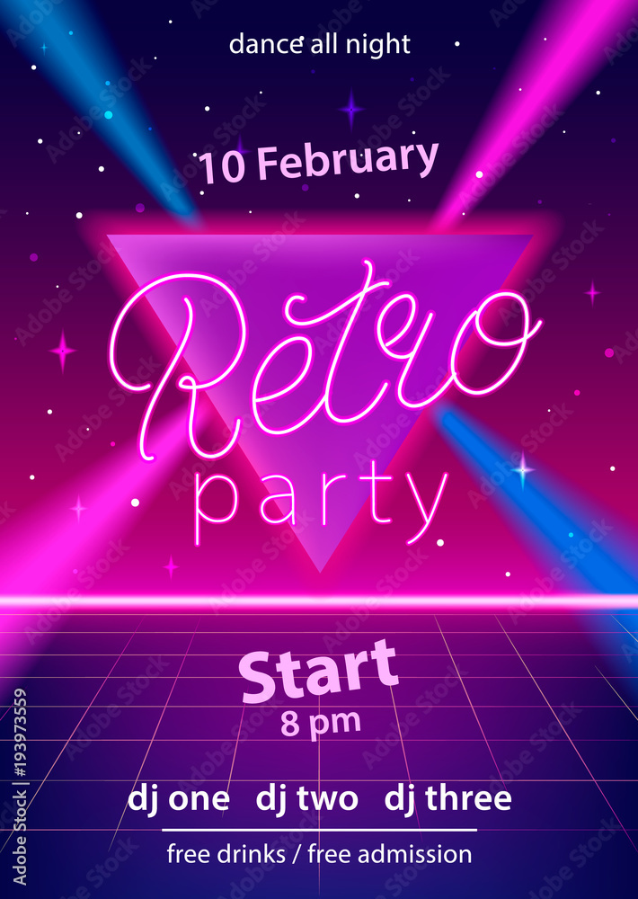 Retro party hand lettering design template Stock Vector | Adobe Stock
