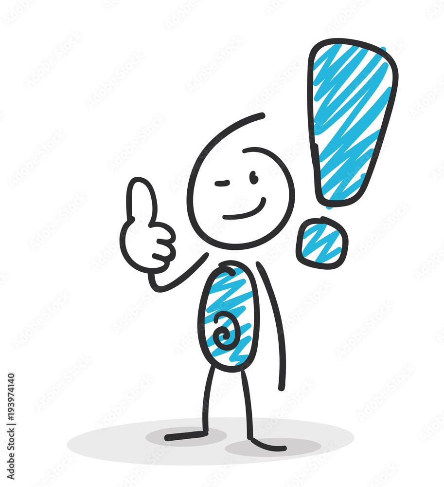 Vetor de Sticky / Strichmännchen - Erfolg, Erledigt, Ausrufezeichen do ...