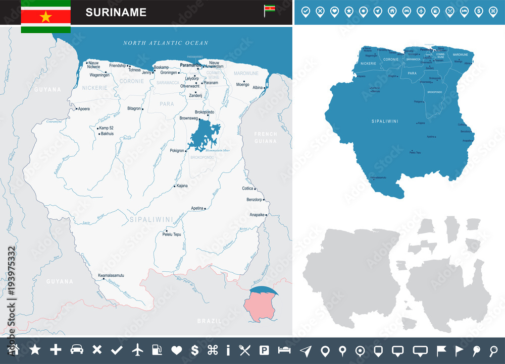 physical map of suriname