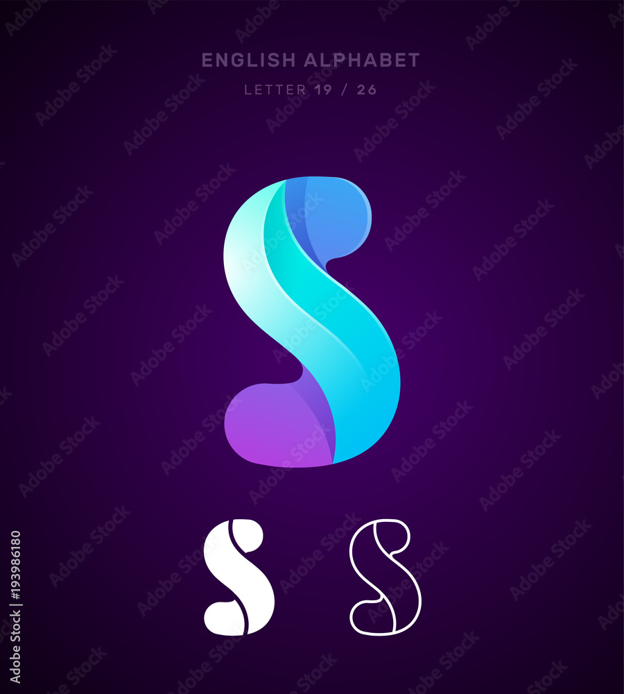 Vector origami alphabet. Letter S logo template. Material design, flat ...