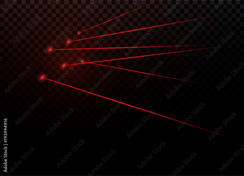 Abstract red laser beam. Transparent isolated on black background ...