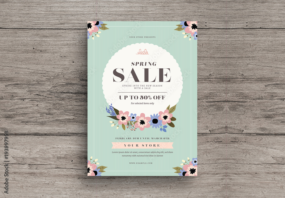 Spring Sale Event Flyer Layout Stock Template | Adobe Stock