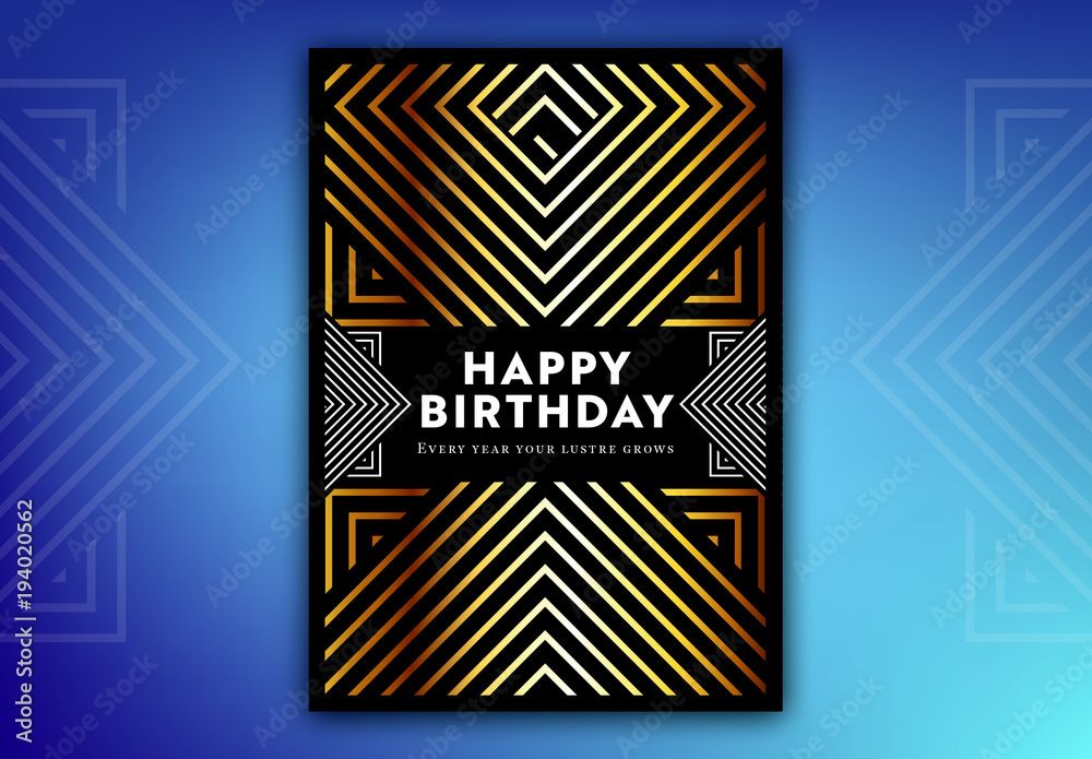 Printable Chevron Birthday Card Happy Birthday Card With Cake. Stock