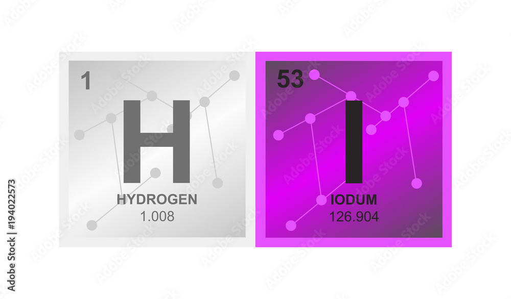 Vector symbol of hydroiodic acid or hydrogen iodide which consists of ...