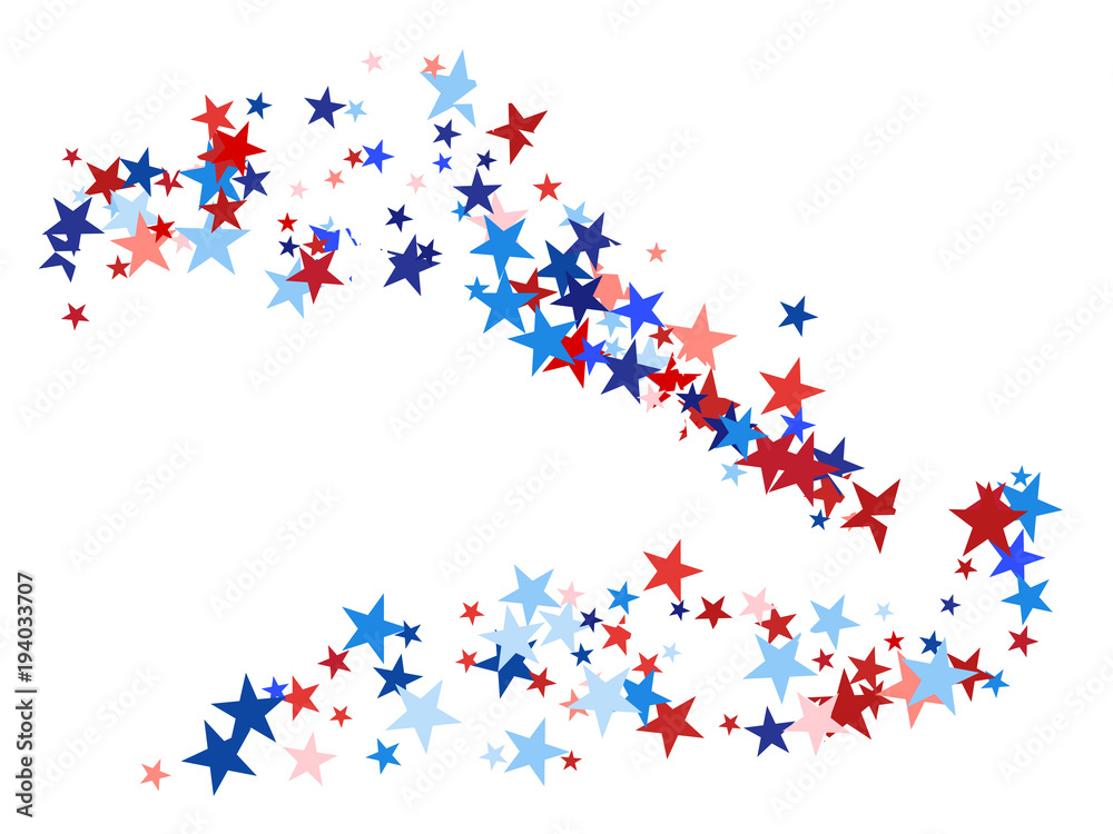 American Patriotic Deign, Vector Blue, Red, White Stars Confetti. Labor ...