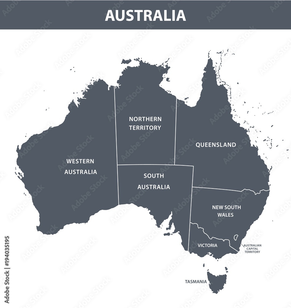 Australia map with administrative devision on regions Stock Vector ...
