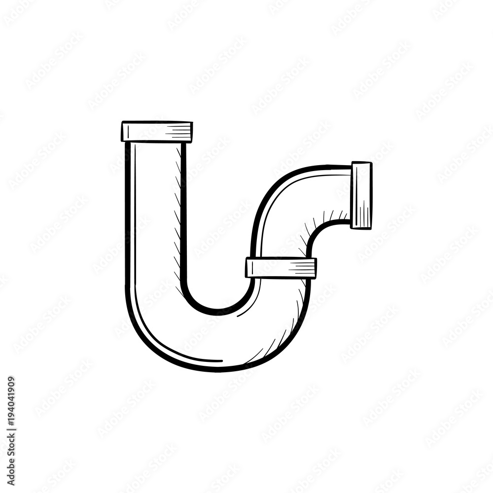 Water pipe hand drawn outline doodle icon. Pipeline vector sketch icon ...