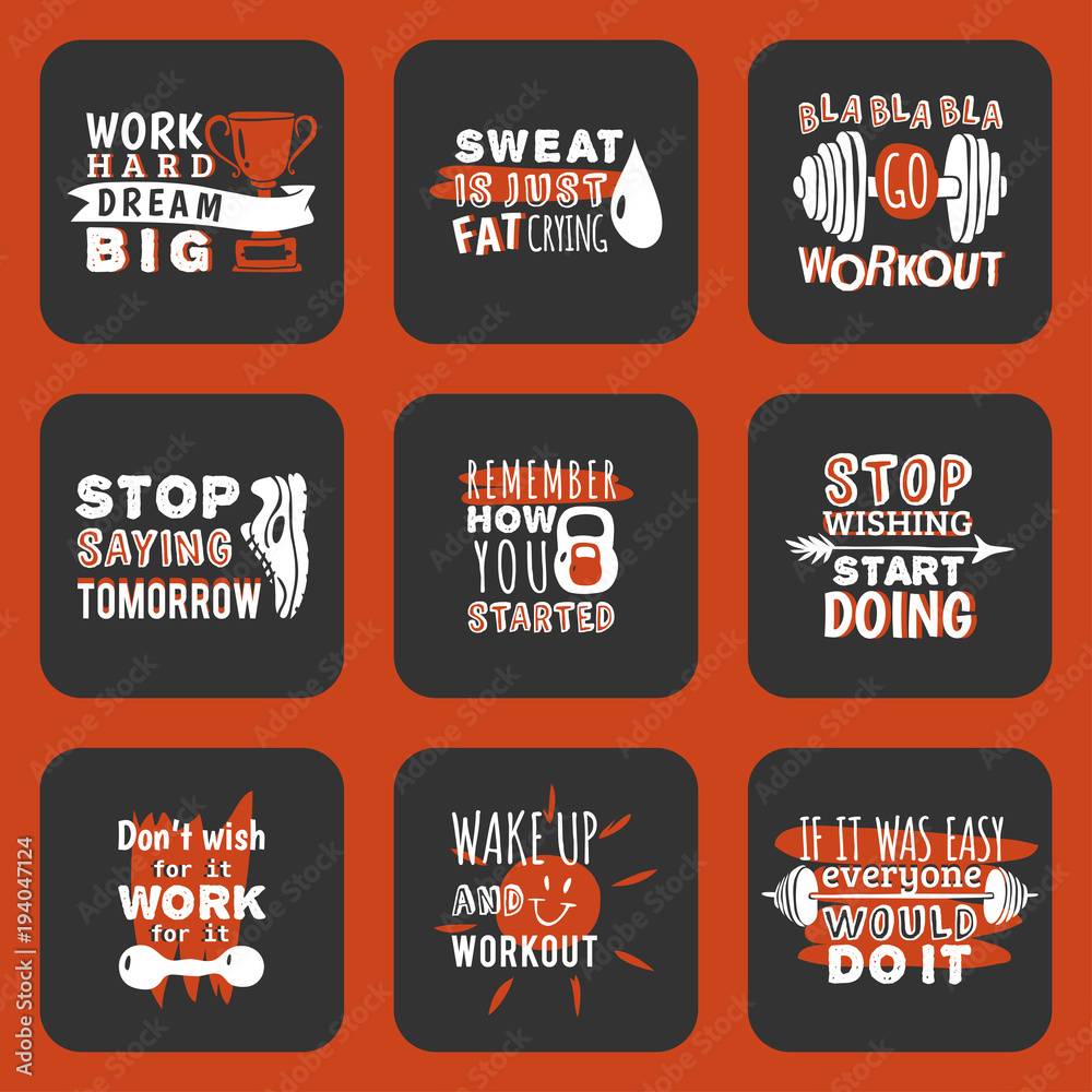 Sport motivational logo vector design hand drawn element banner gym ...