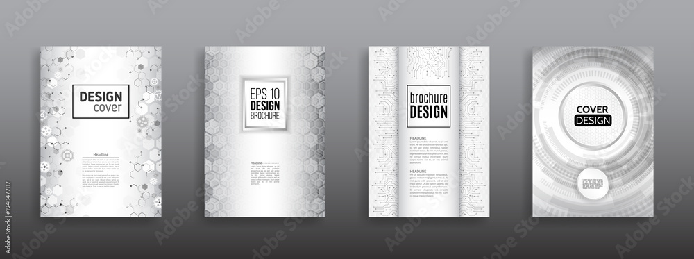Abstract technology brochure templates. High tech cover design concept ...