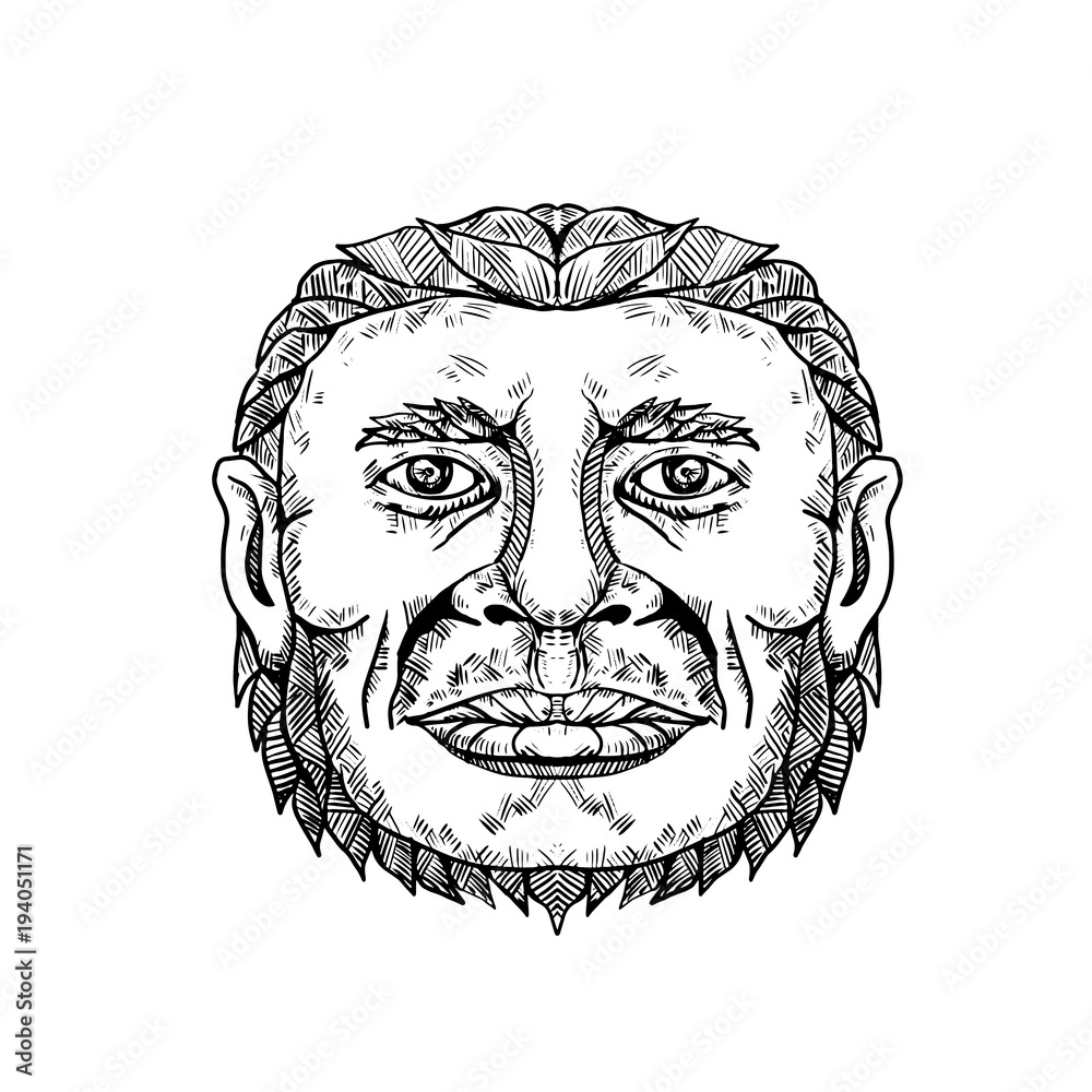 Doodle art illustration of head of male Neanderthal ,Neandertal or Homo ...