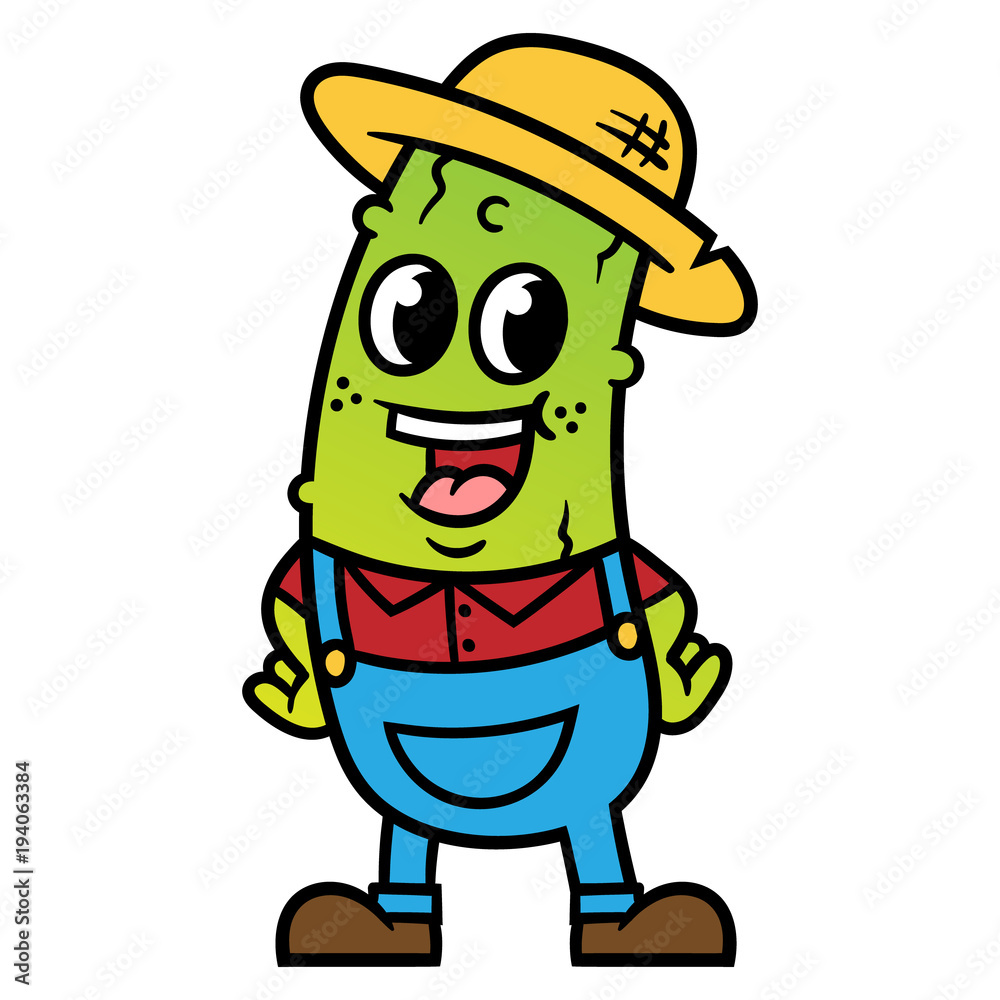 Cartoon Farmer Pickle Character Stock Vector | Adobe Stock
