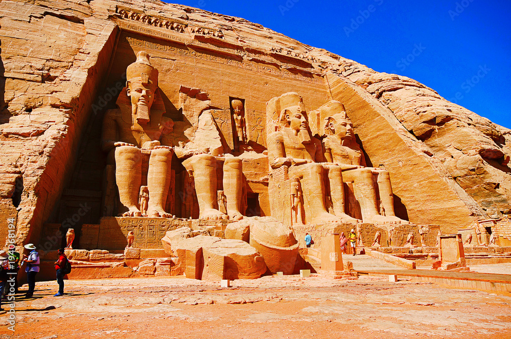 Outer view of the temple dedicated to Pharaoh Ramsesses 2, The twin ...