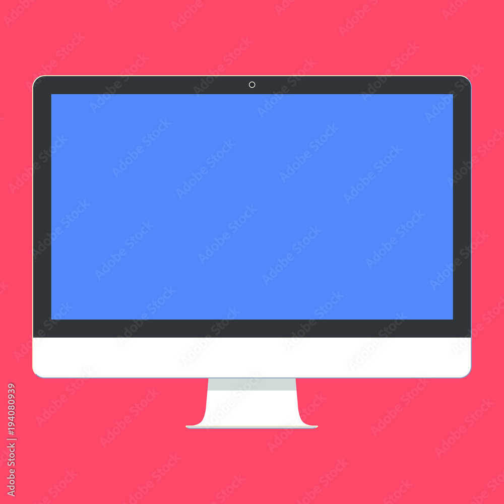 Modern electronic device - flat design monitor or monoblock vector ...