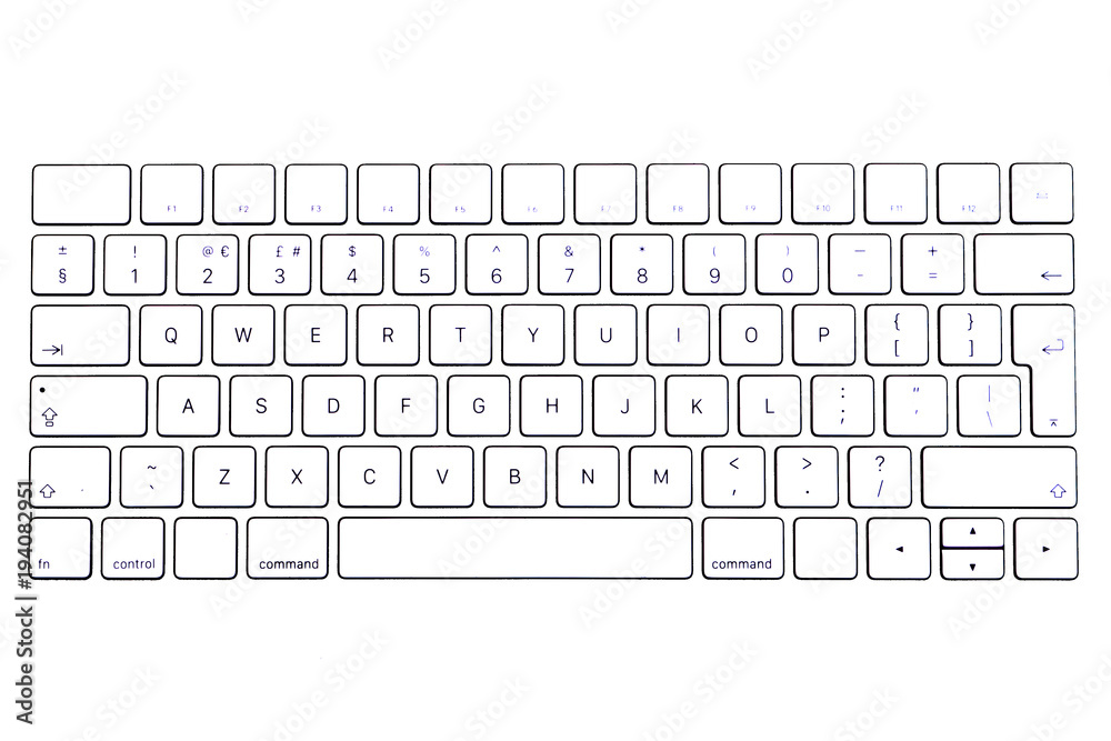 white keyboard isolated on white backgrounds, wireless keyboard, keypad ...