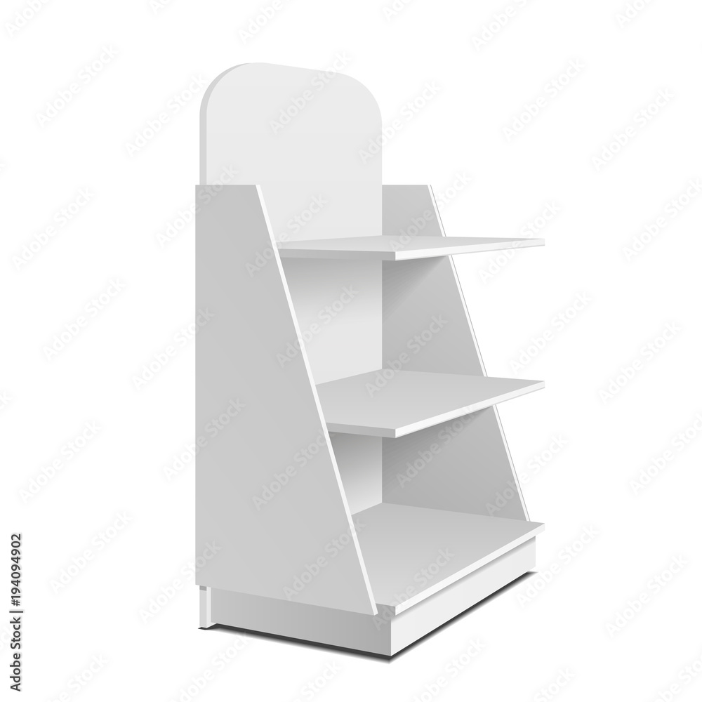 Floor Display Rack For Supermarket. Blank Empty Displays With Shelves ...