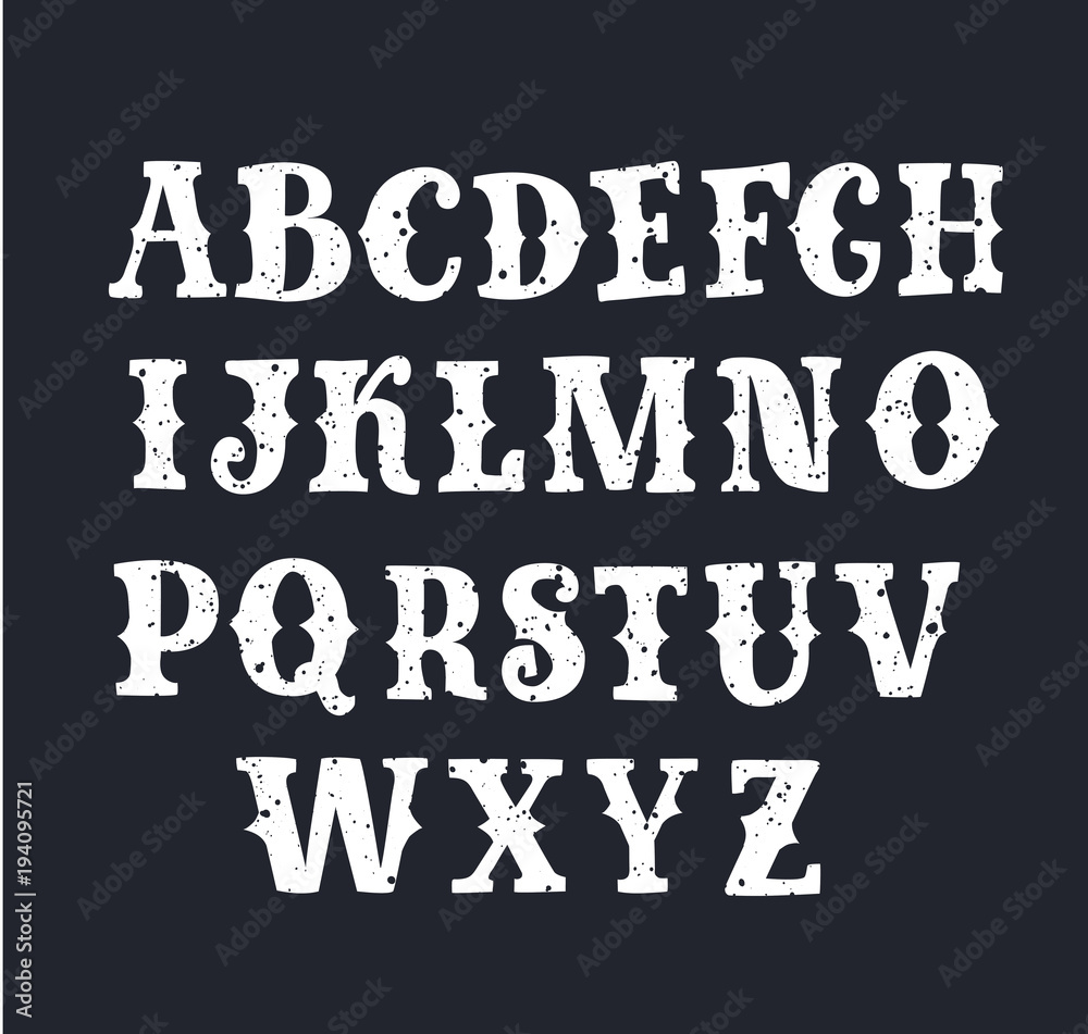 Cool vector set of western style label font in white color on black ...