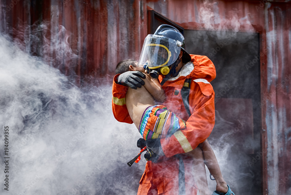 Emergency Fire Rescue training,Firefighters save the boy from burnt ...