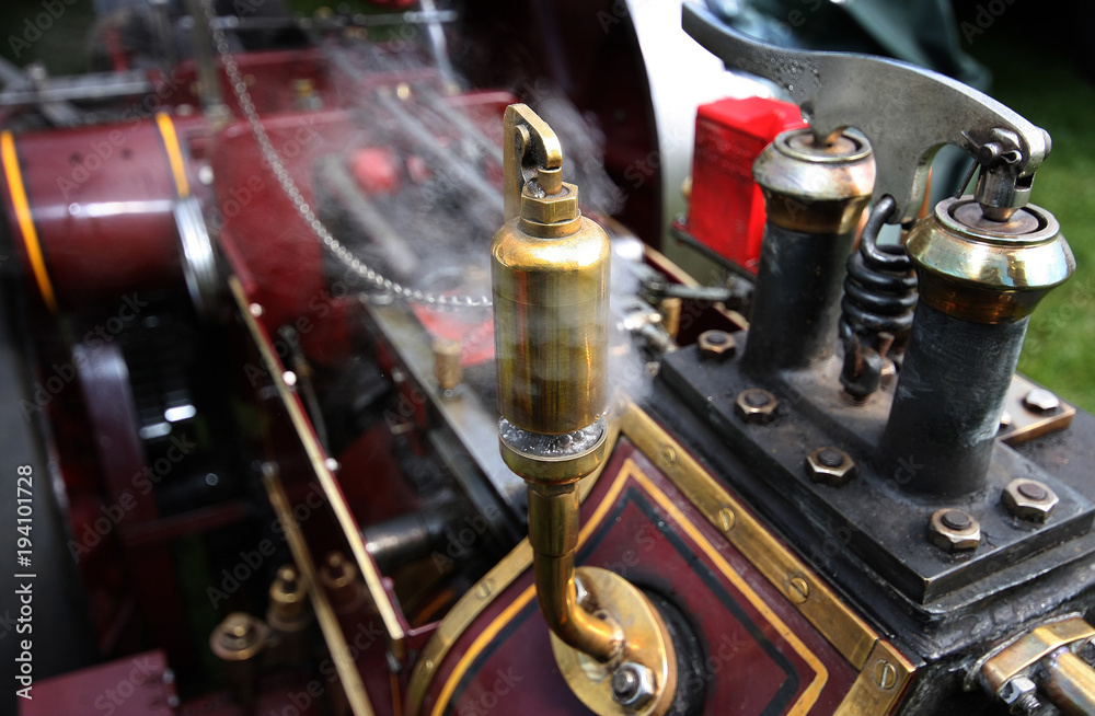 Scale model steam powered traction engine parts in detail. Stock Photo ...