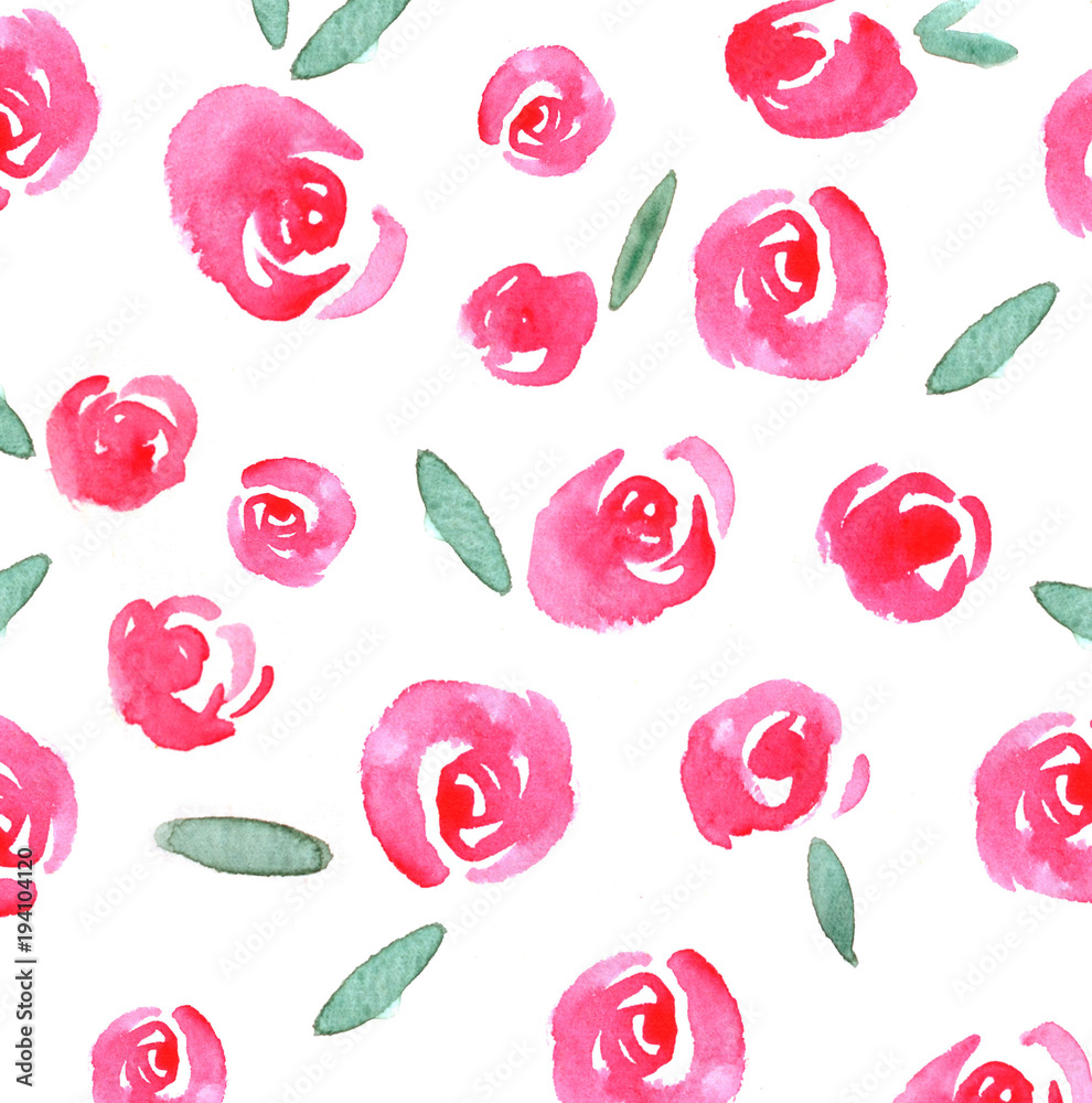 Beauty hand draw decorative rose watercolor paper texture pattern ...