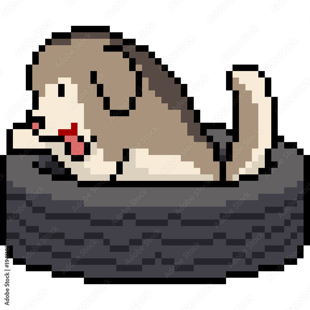 vector pixel art pup play tire Stock Vector | Adobe Stock