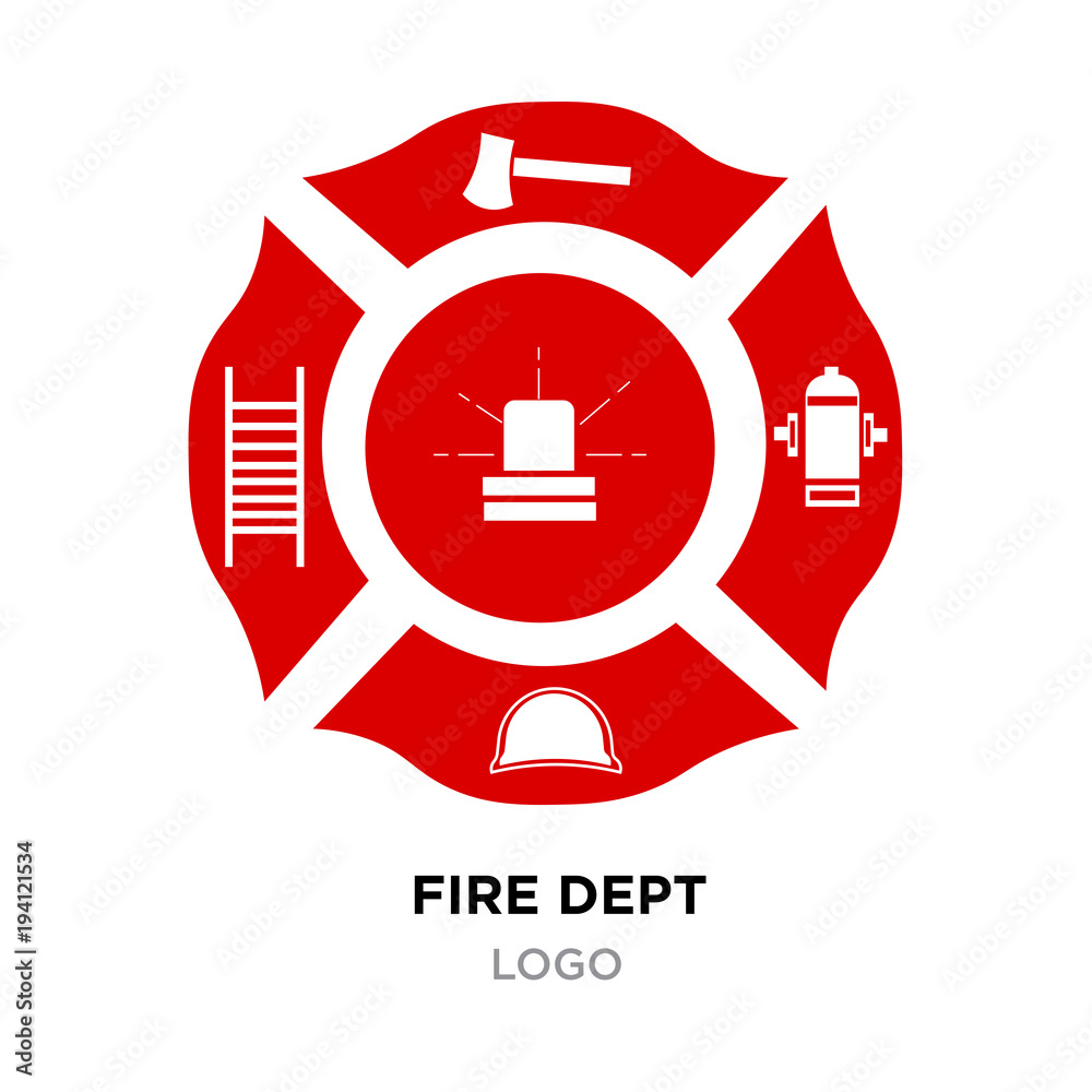 fire dept logo, red Helmet, Axe Vector Illustration Stock Vector ...