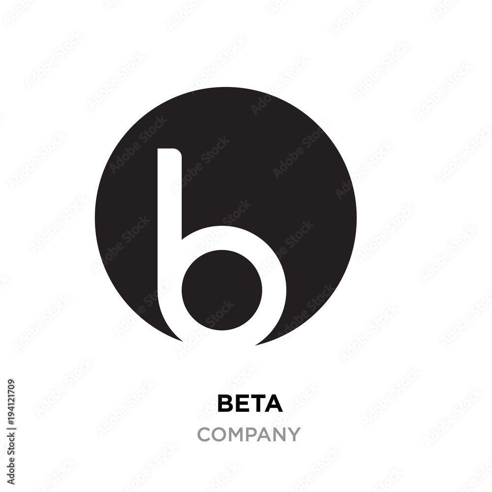beta logo,abstract white flat vector sign B in modern style roundy ...