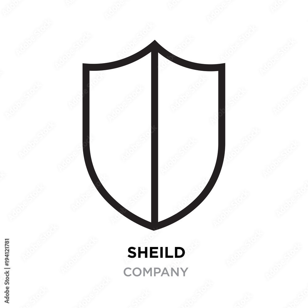 sheild logo, thin line modern icon isolated on white background Stock ...