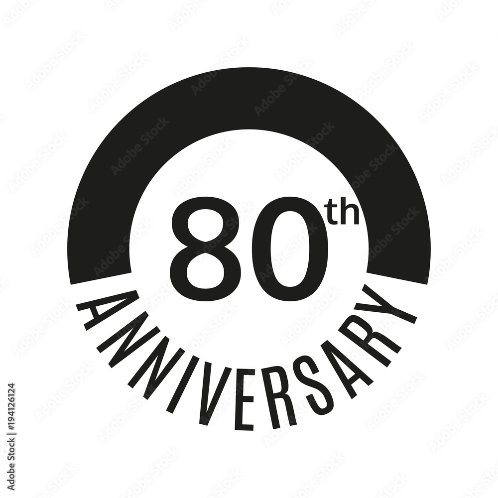 80th anniversary icon. 80 years celebrating or birthday logo. Vector ...