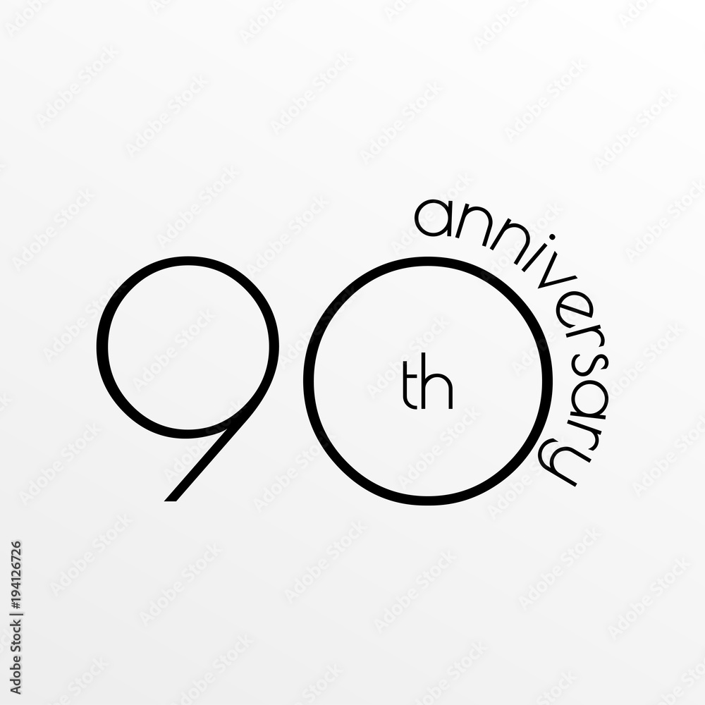 90th anniversary icon. 90 years celebrating and birthday logo. Vector ...