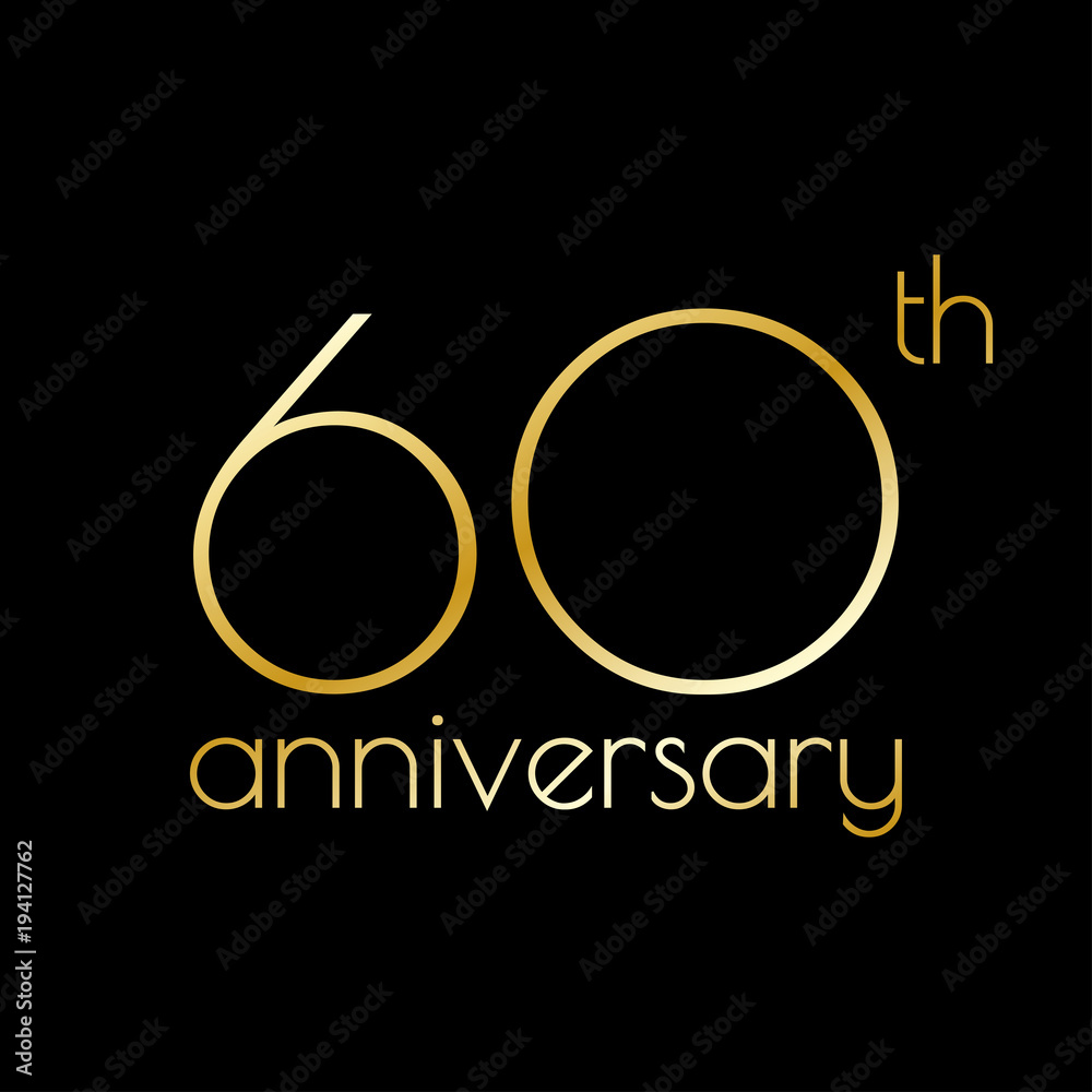 60th anniversary icon. 60 years celebrating and birthday golden logo ...