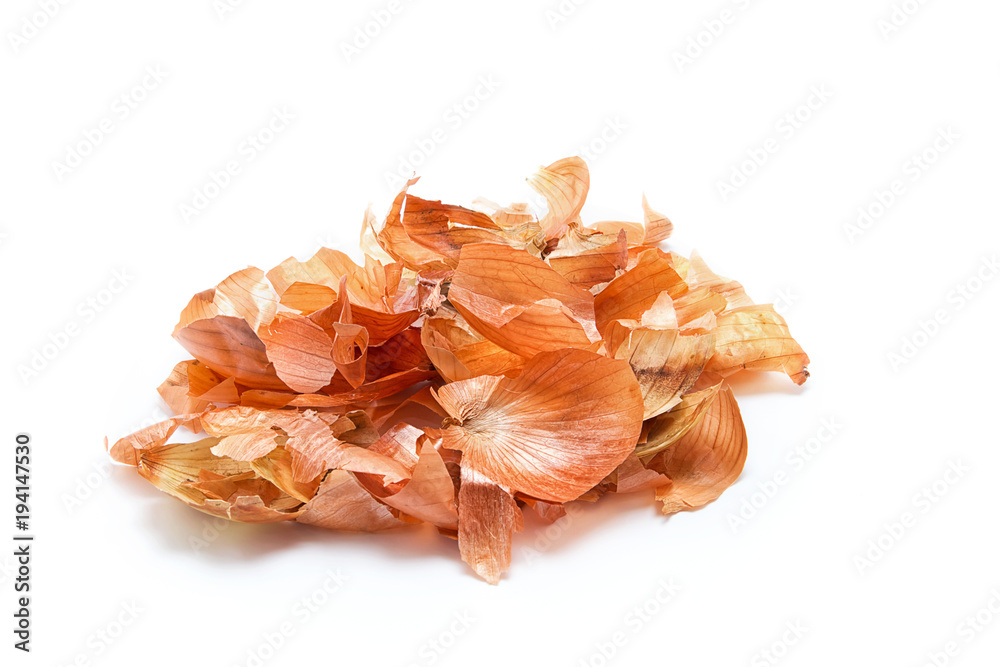 Onion husk lies on a white background Stock Photo | Adobe Stock