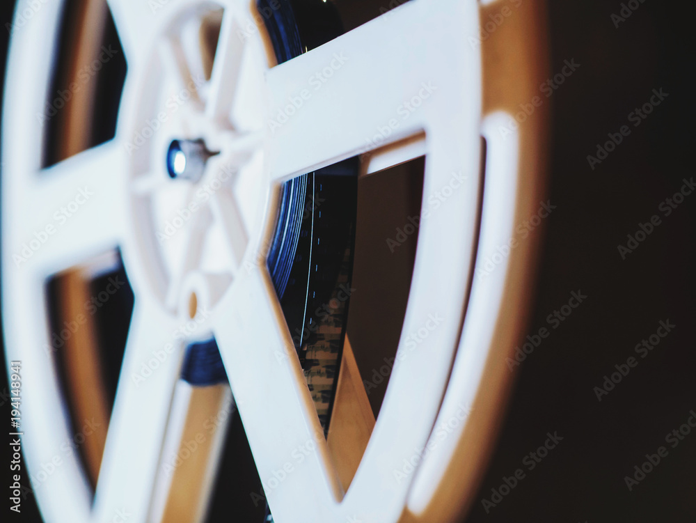 Front view of an old-fashioned antique Super 8mm film projector ...