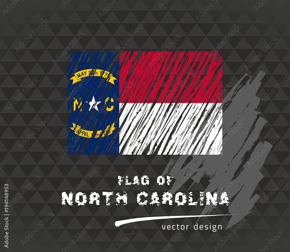 Flag of North Carolina, vector pen illustration on black background ...