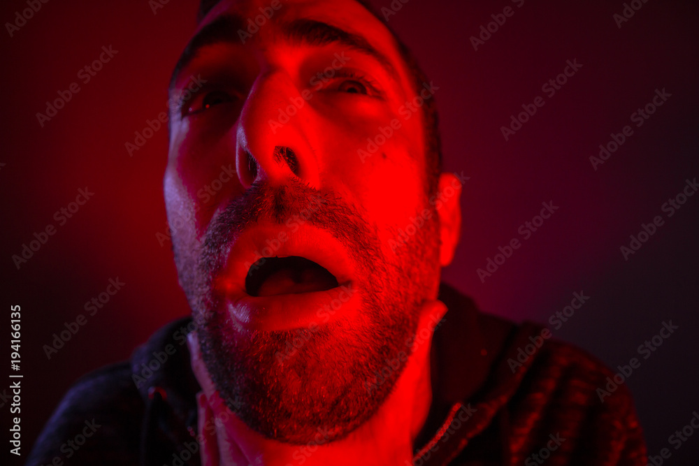 Depressed stressed man strangling himself Stock Photo | Adobe Stock