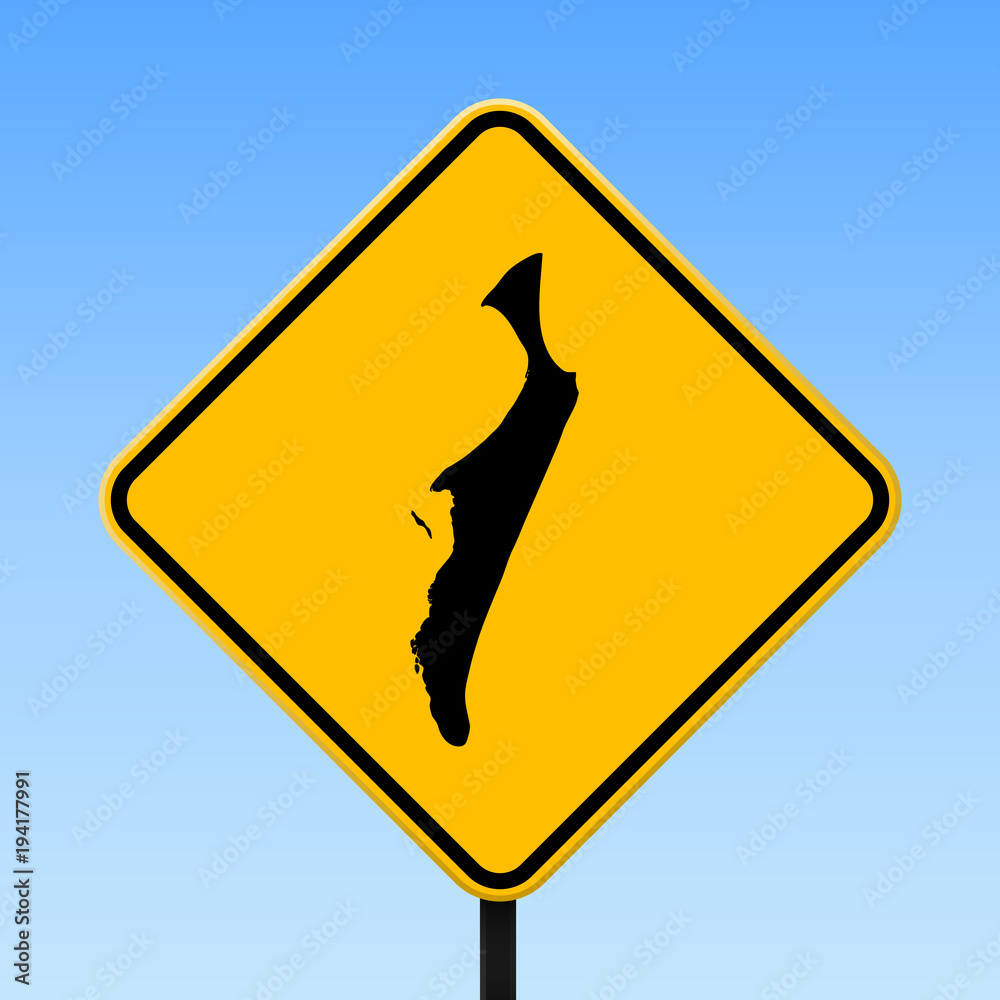 Fraser Island map on road sign. Square poster with Fraser Island island ...